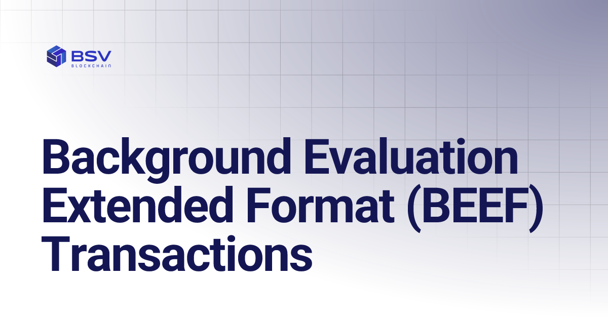 Background Evaluation Extended Format (BEEF) Transactions | BRC